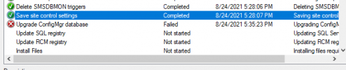 PENDING - [Failed]:Upgrading ConfigMgr database. Check cmupdate.log for ...