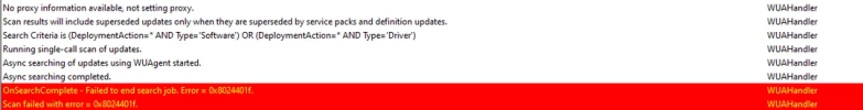 Solved Client Machines Not Finding Software Updates Scan Failed With Error 0x8024401f